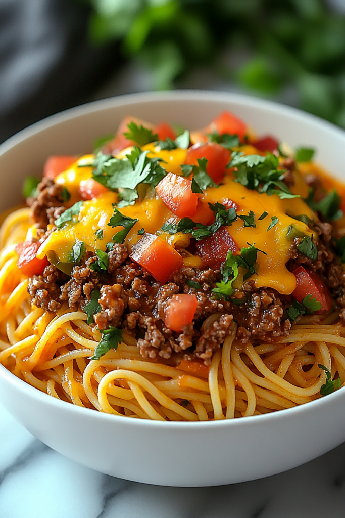 Taco Spaghetti Recipe - Gimme Taste
